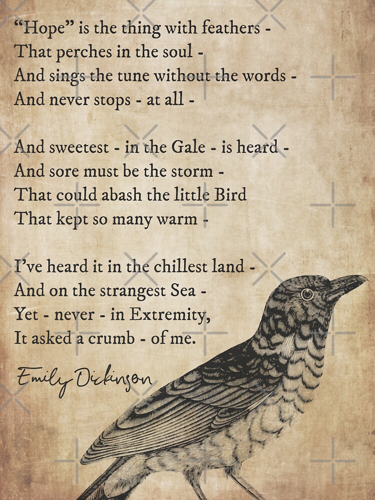 "'Hope is the thing with feathers' Emily Dickinson Inspirational Poem ...