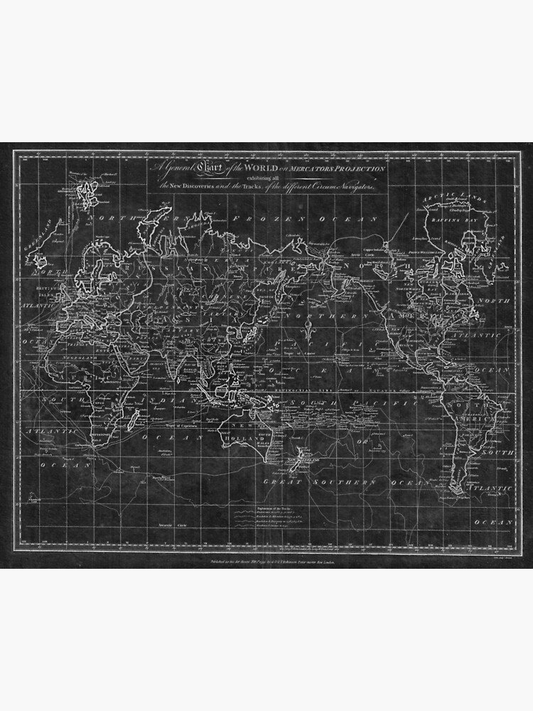 "Black and White World Map (1799) Inverse" Poster by BravuraMedia ...