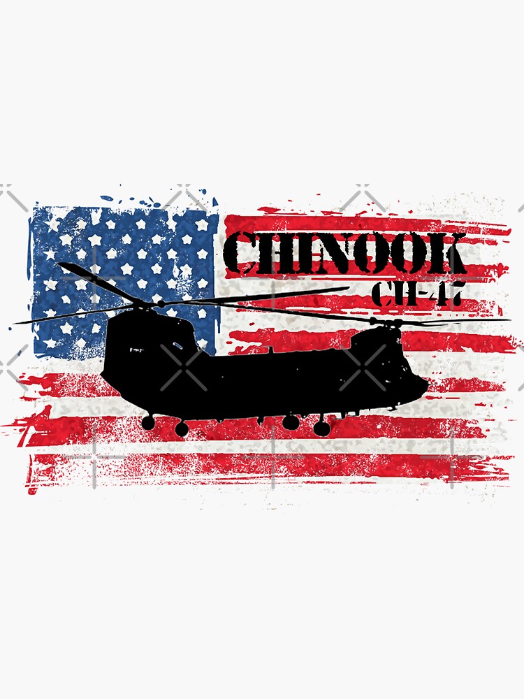 "Chinook CH-47 Helicopter US Military on Vintage Flag" Sticker for Sale ...