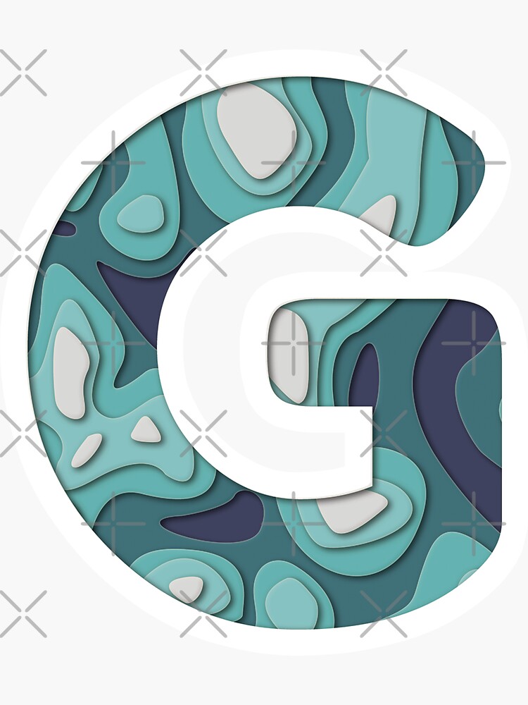 "G alphabet paper cut style,Bule and White color" Sticker for Sale by ...