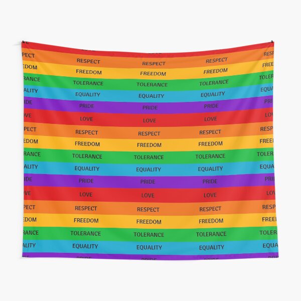 "Pride Flag - Love Respect Freedom Tolerance Equality Pride" Tapestry ...
