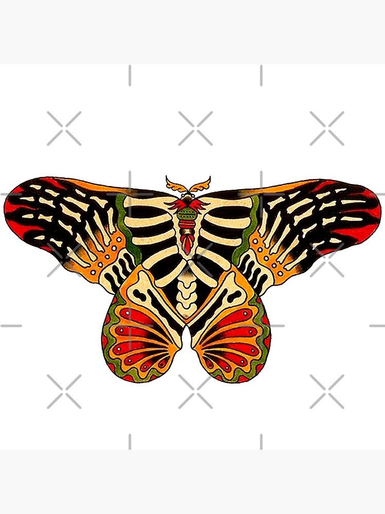 "Traditional Skeleton Moth Tattoo" Art Board Print for Sale by Cesar ...