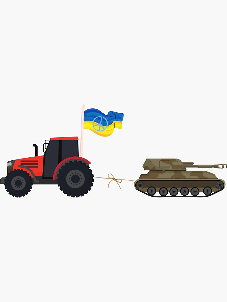 "Ukrainian Farmer Towing Russian Tank" Sticker for Sale by CeylonPaint ...