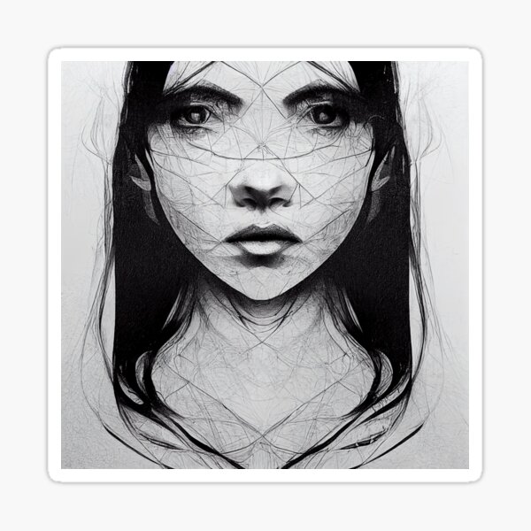 "Woman face portrait in abstract weird style" Sticker for Sale by ...