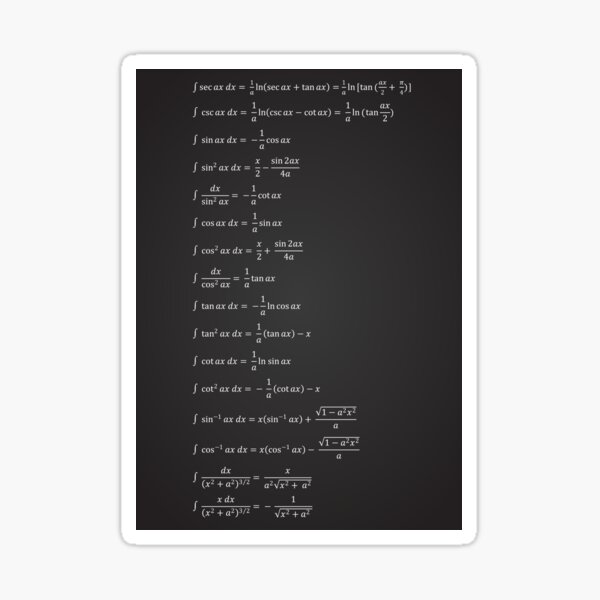 "Indefinite Integral" Sticker for Sale by ScienceCorner | Redbubble