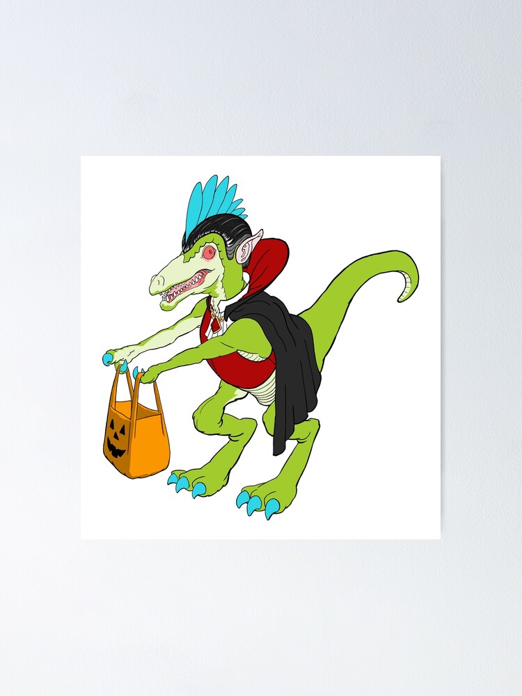 "Dracula Raptor - Vampire Dinosaur - Green" Poster for Sale by ...