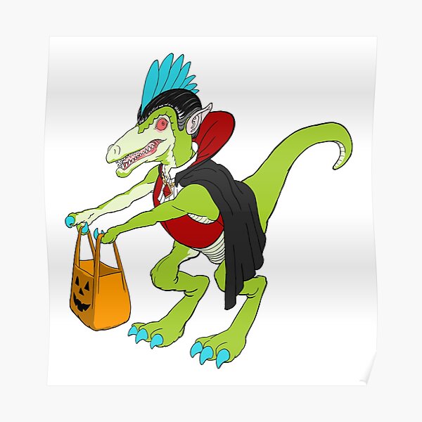 "Dracula Raptor - Vampire Dinosaur - Green" Poster for Sale by ...