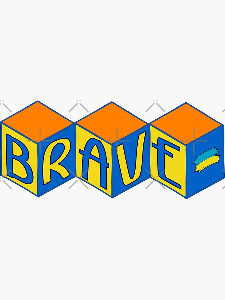 "Lettering Brave in blue and yellow colors to support Ukraine" Sticker ...