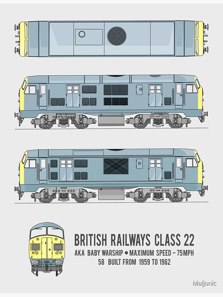 "British Railways Class 22 Baby Warship Train Locomotive Diagram Gift ...