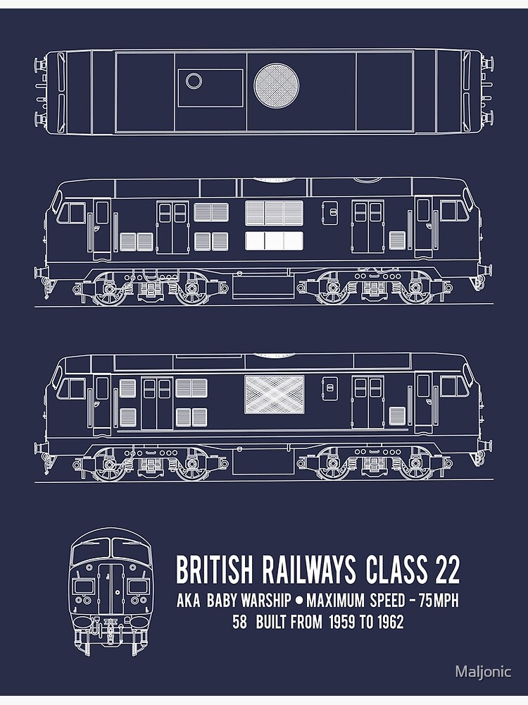 "British Railways Class 22 Baby Warship Train Locomotive Blueprint ...