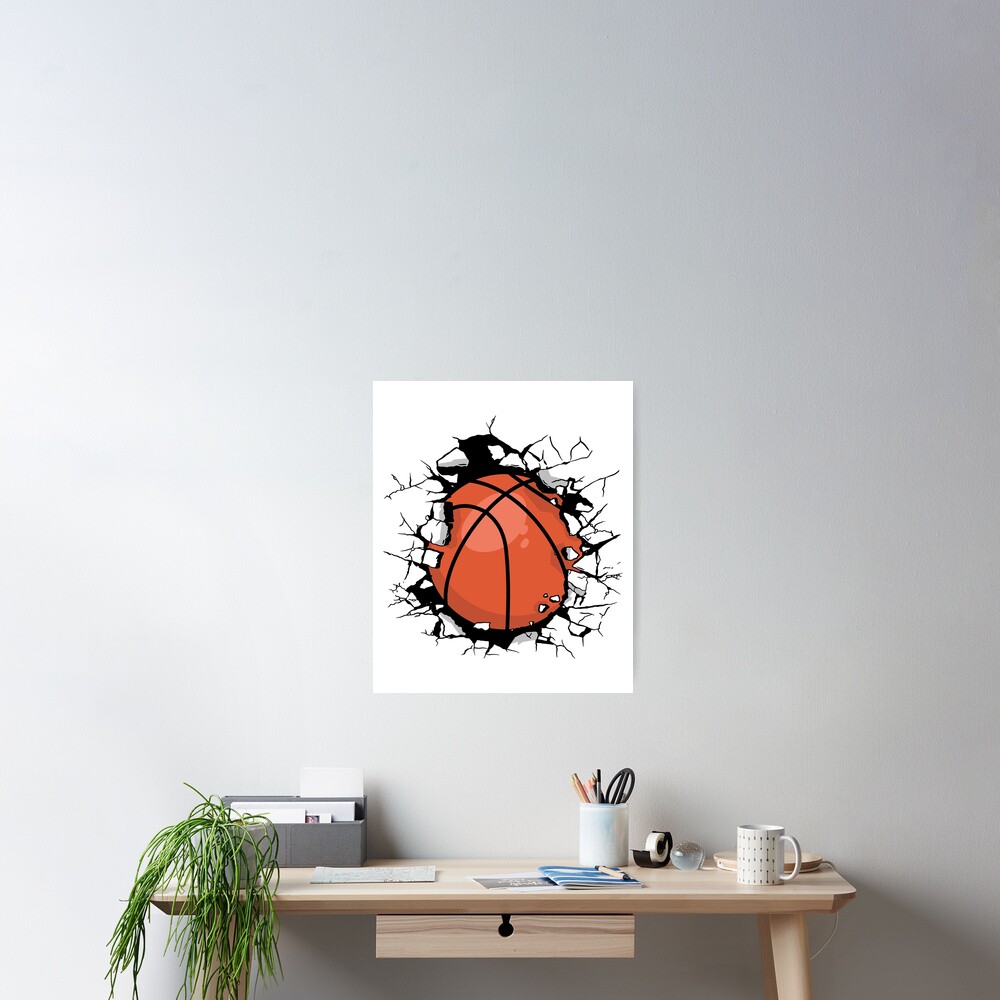 "Basketball Breaking through" Poster for Sale by bennetthuskers | Redbubble