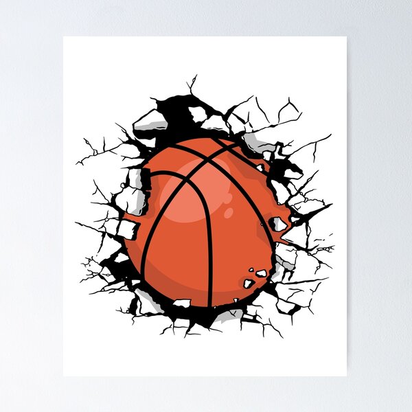"Basketball Breaking through" Poster for Sale by bennetthuskers | Redbubble
