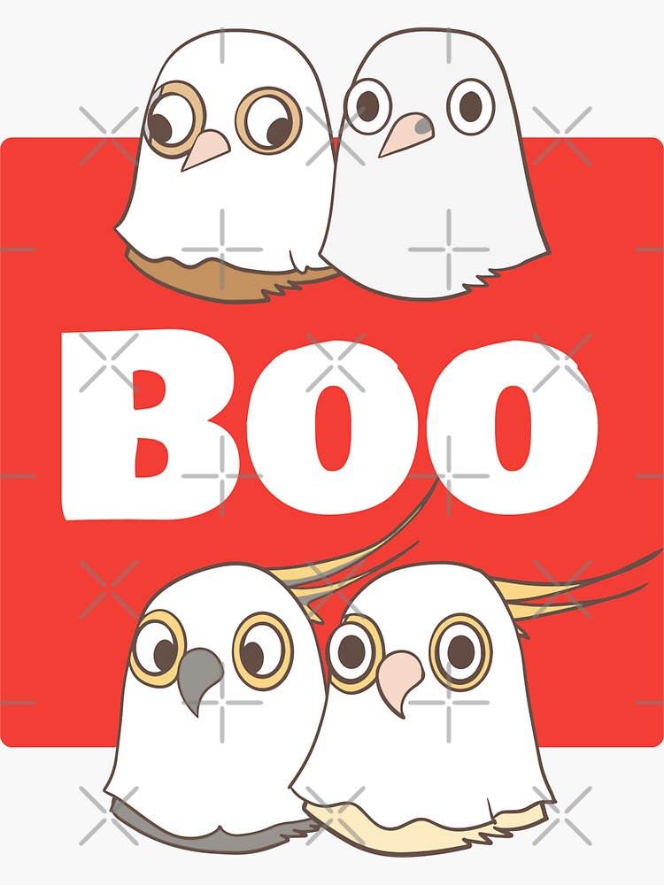 "Boo - red scare sticker with ghost birds" Sticker for Sale by ...
