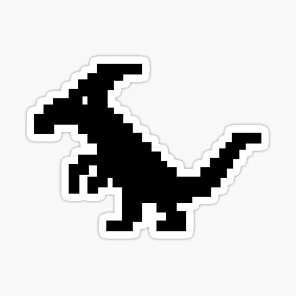 "8-bit Parasaurolophus Dinosaur - Black" Sticker for Sale by ...