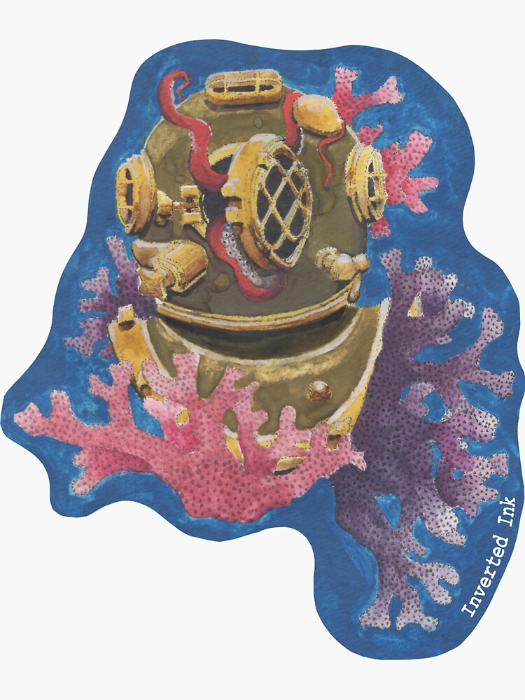 "Mk. V Dive Helmet with California Hydrocoral" Sticker for Sale by ...