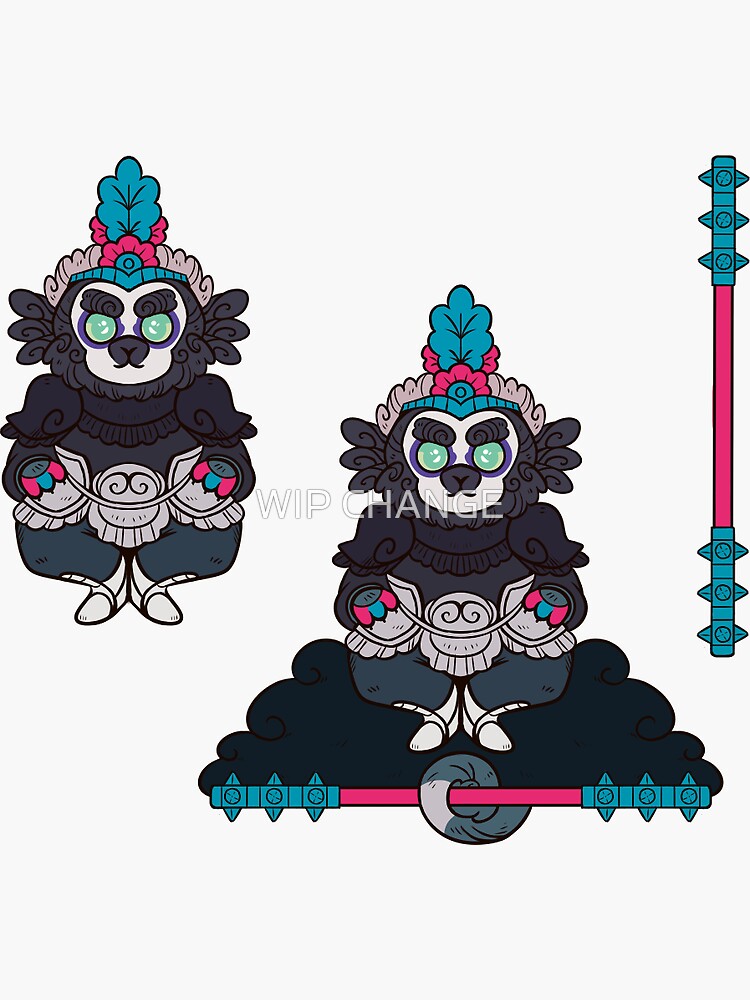 "Six Eared Macaque Sticker Pack; pose 1; poison pattern" Sticker for ...