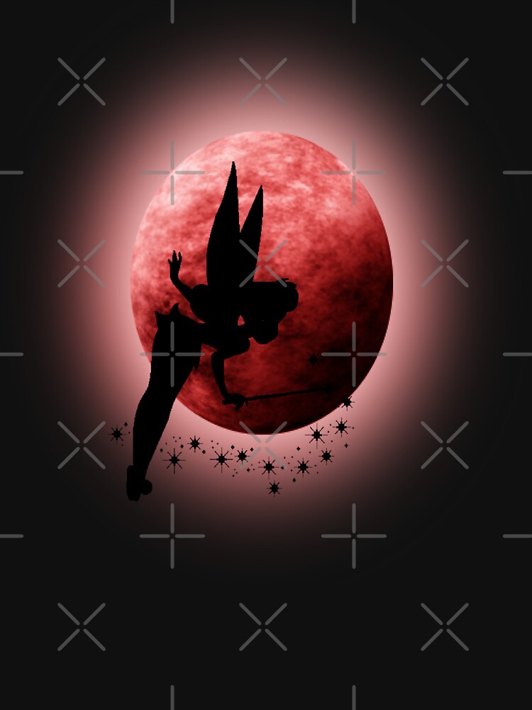 " Tinkerbell red moon, Peter Pan Illustration,Watercolor Fairy, glitter ...