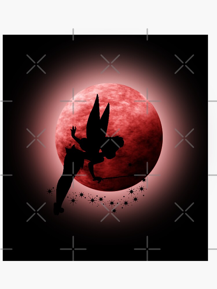 Pegatina « Campanita luna roja, Ilustración de Peter Pan, Hada de la ...