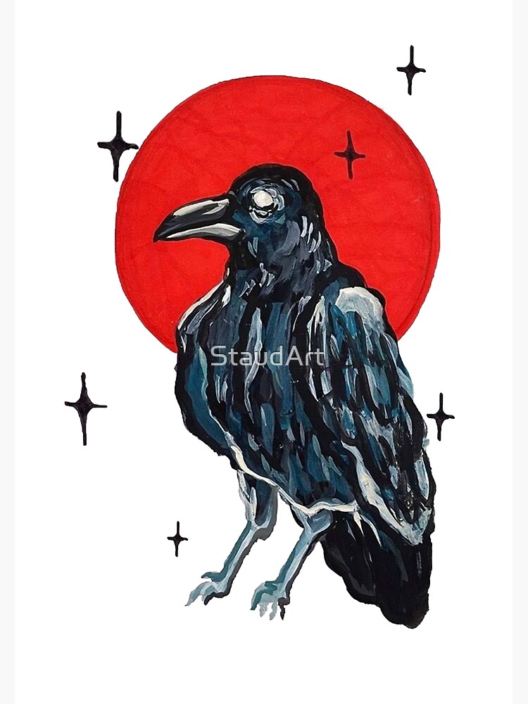"Raven, red moon" Poster for Sale by StaudArt | Redbubble