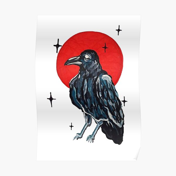 "Raven, red moon" Poster for Sale by StaudArt | Redbubble