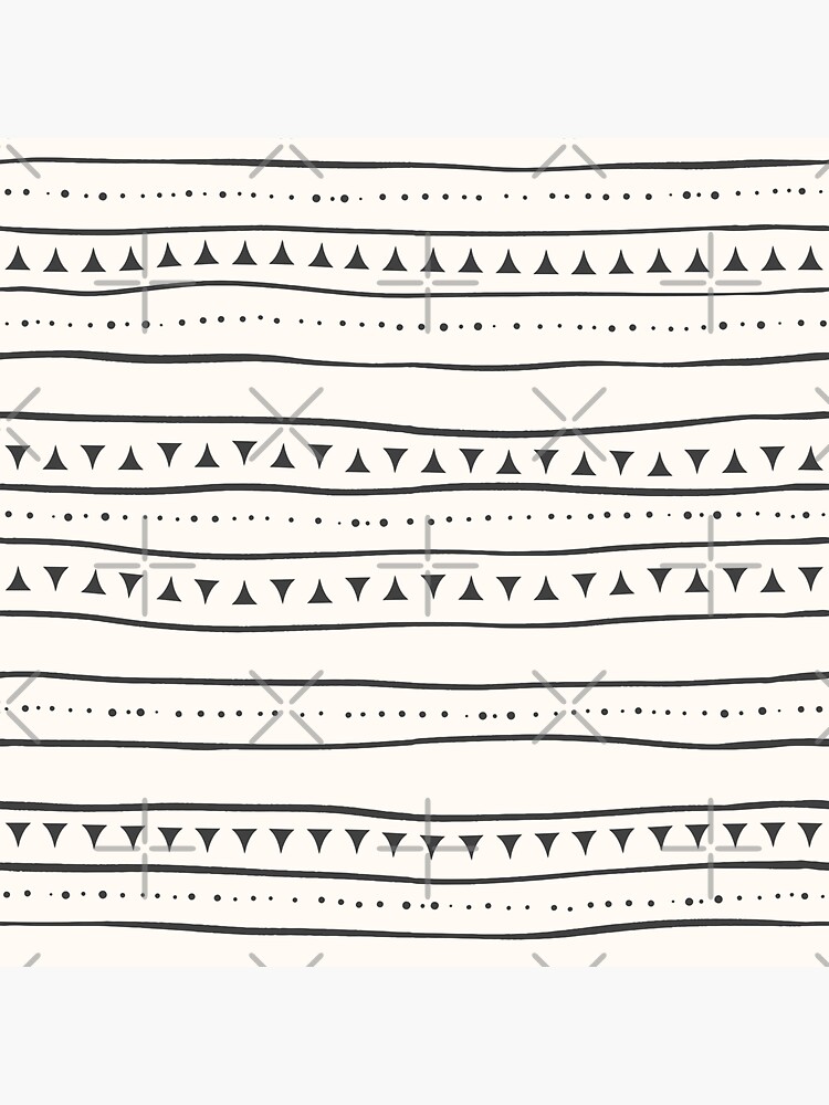 "Boho off white horizontal stripe pattern with original hand-drawn ...
