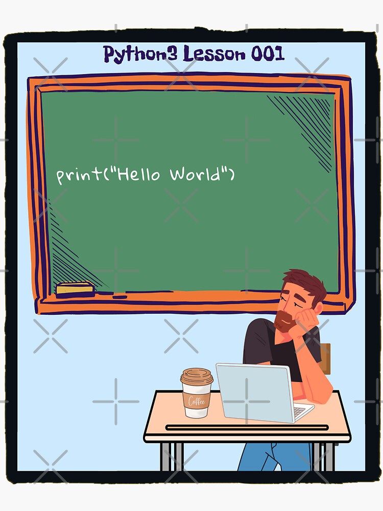 "Python developer Hello World white man edition" Sticker for Sale by ...
