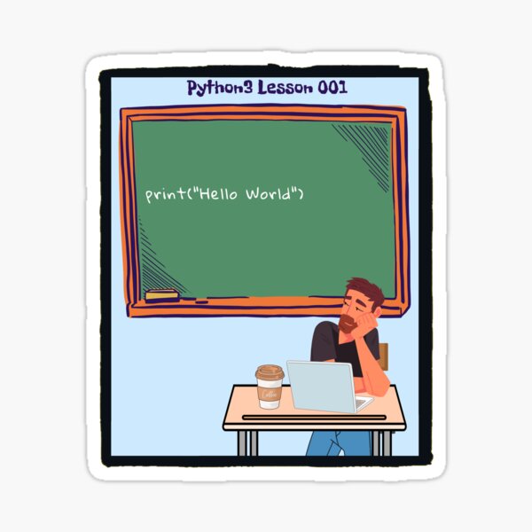 "Python developer Hello World white man edition" Sticker for Sale by ...