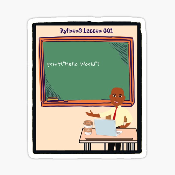 "Python developer Hello World black man edition" Sticker for Sale by ...
