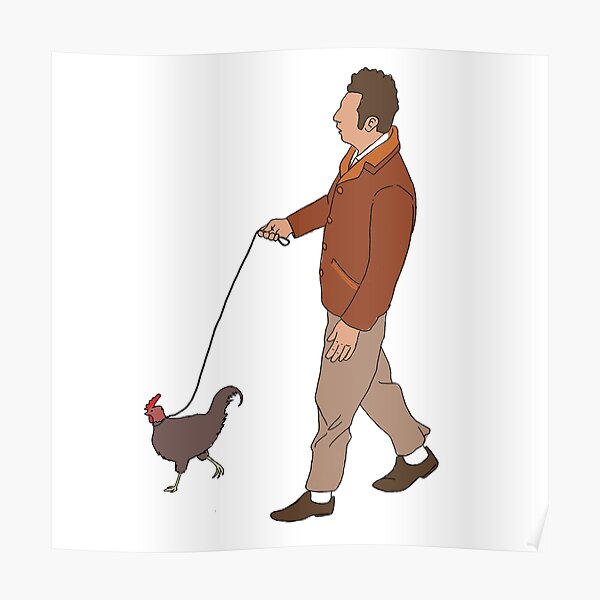 "Kramer walking "Little Jerry" rooster - transparent BG" Poster for ...