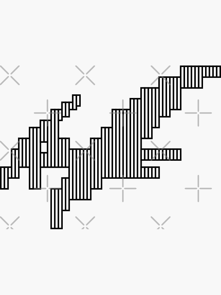"Striped 8-bit Pterodactyl Dinosaur - Black and White" Sticker for Sale ...
