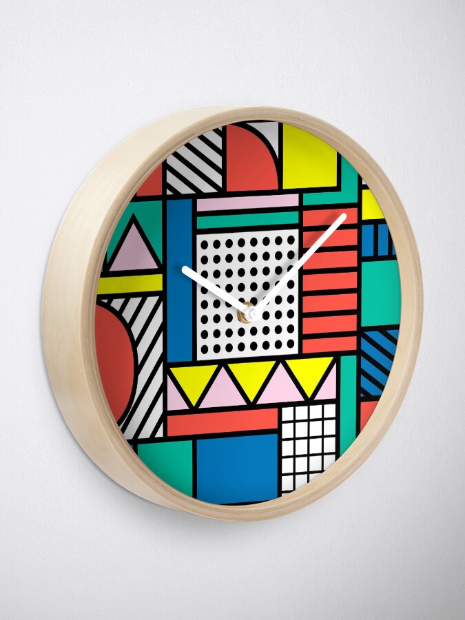 "Memphis Color Block" Clock by PolitaStore | Redbubble