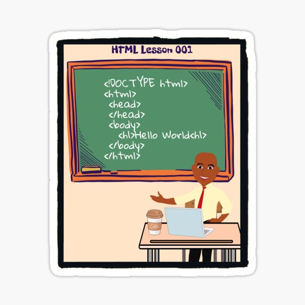 "Html developer Hello World black man edition" Sticker for Sale by ...