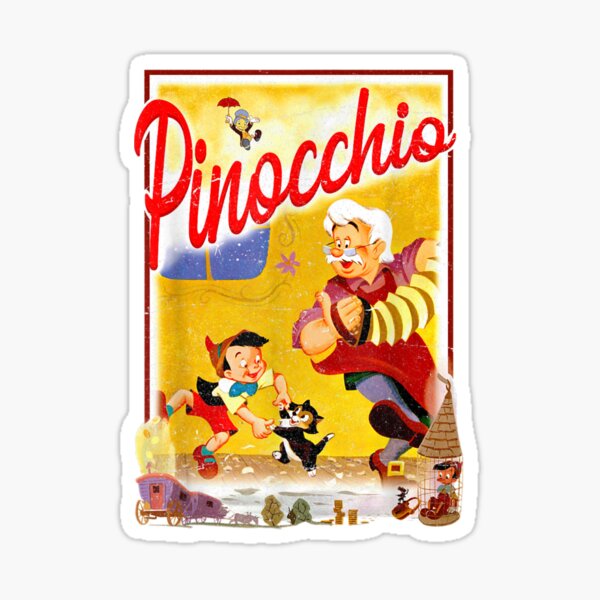 "Pinocchio Vintage Storybook Poster " Sticker for Sale by CarolRogan ...