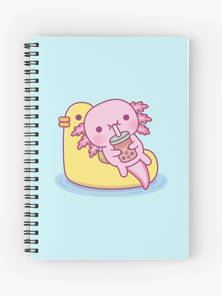 "Cute Axolotl Chilling On Duck Pool Float Drinking Bubble Tea" Journal ...