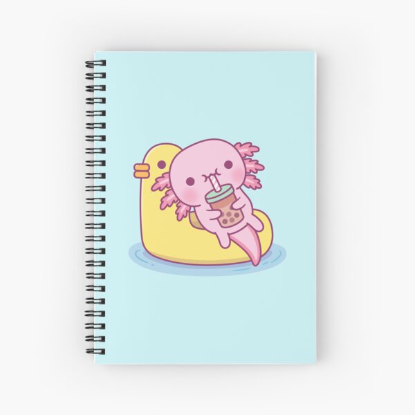 "Cute Axolotl Chilling On Duck Pool Float Drinking Bubble Tea" Journal ...