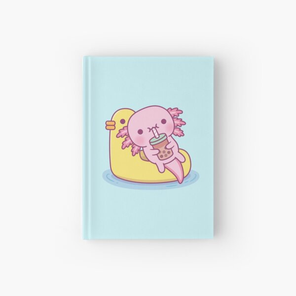 "Cute Axolotl Chilling On Duck Pool Float Drinking Bubble Tea" Journal ...