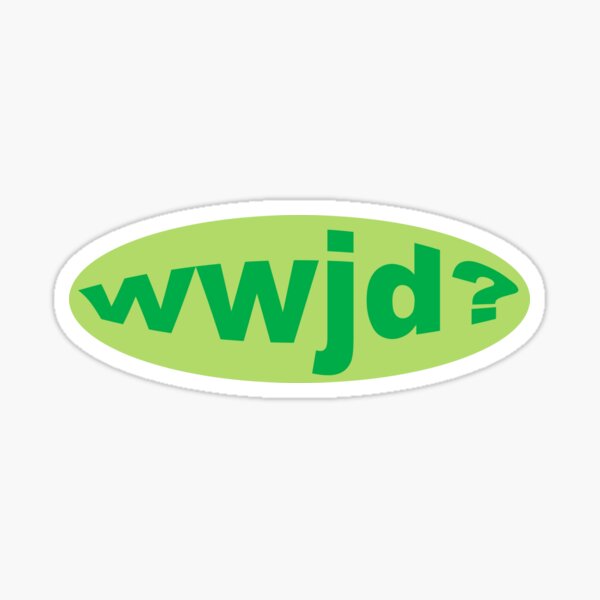 "wwjd?" Sticker for Sale by nicolaysdesigns | Redbubble