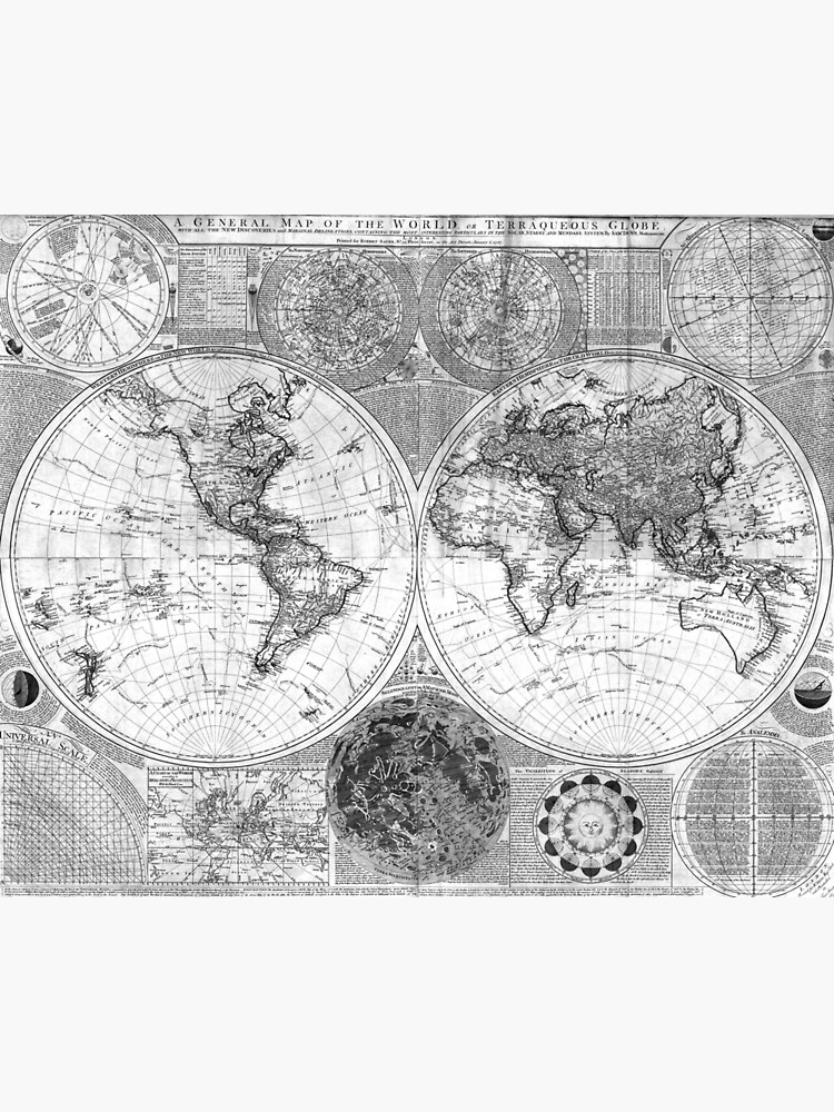 "Black and White World Map (1787)" Poster by BravuraMedia | Redbubble
