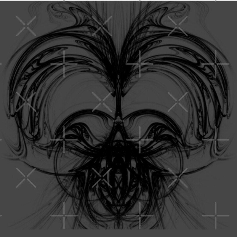 "BLACK AND GREY WICKED WISP GOTHIC FACE DESIGN ON DARK GRAY PERFECT FOR ...