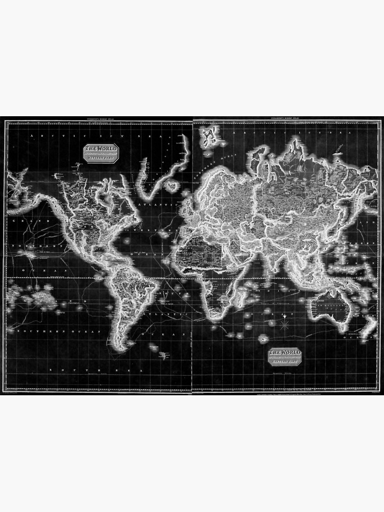 "Black and White World Map (1812) Inverse" Poster by BravuraMedia ...