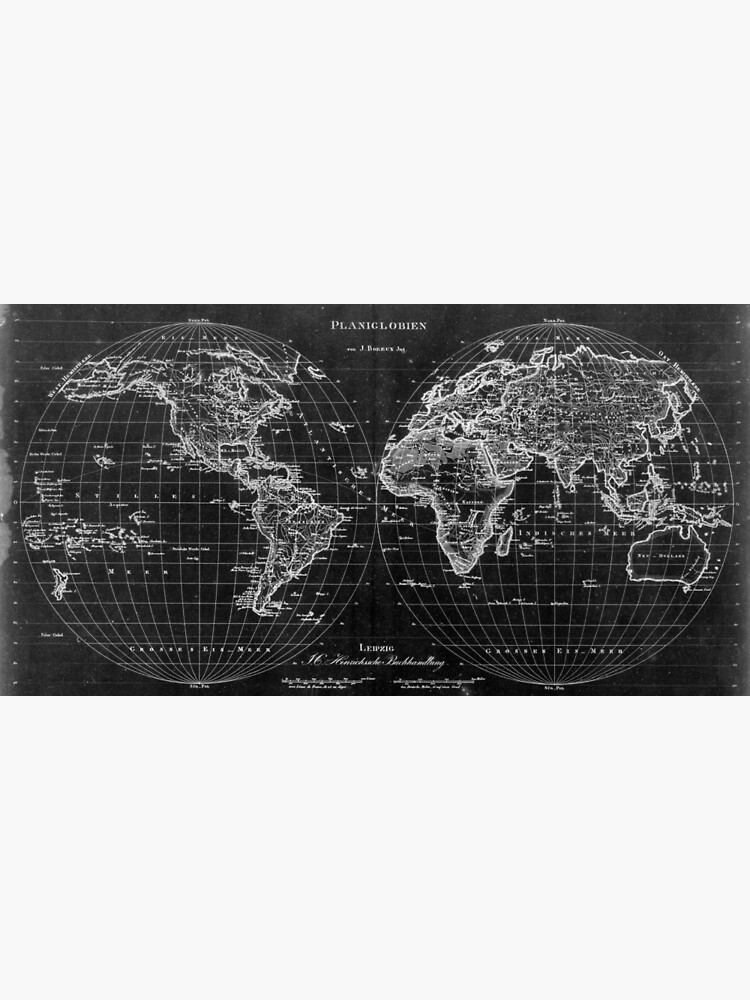 "Black and White World Map (1827) Inverse" Poster for Sale by ...
