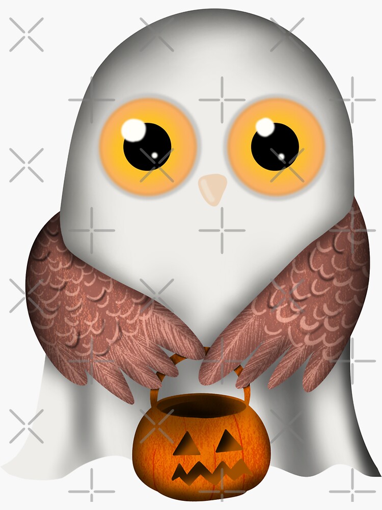 "Halloween owl, ghost owl, boo-hoo" Sticker for Sale by LaCollineStudio ...
