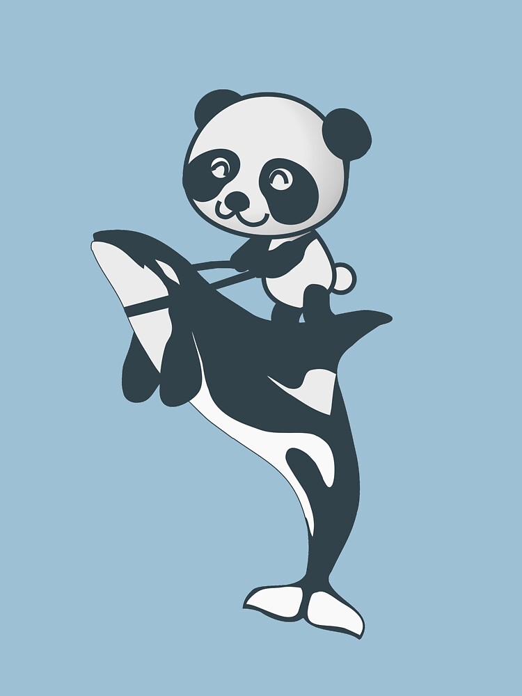 "Panda Riding Orca Sea Panda Fantasy Cartoon " T-shirt for Sale by ...