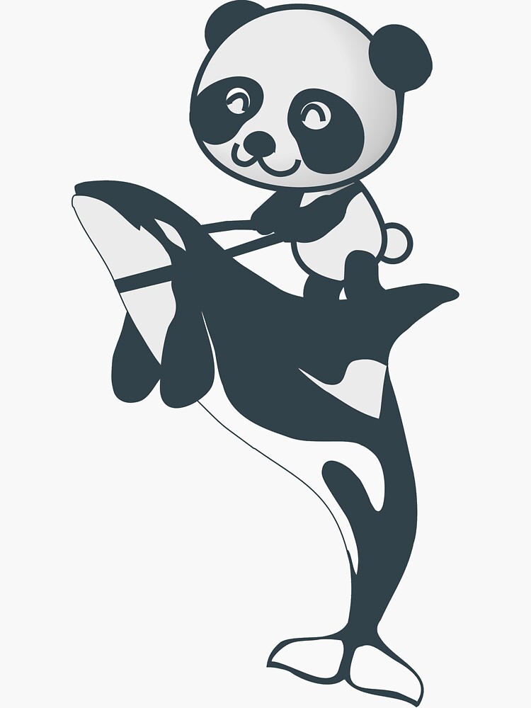 "Panda Riding Orca Sea Panda Fantasy Cartoon " Sticker for Sale by ...