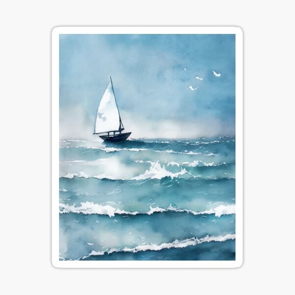 "Sailboat lost at sea" Sticker for Sale by EmTiraDesign | Redbubble
