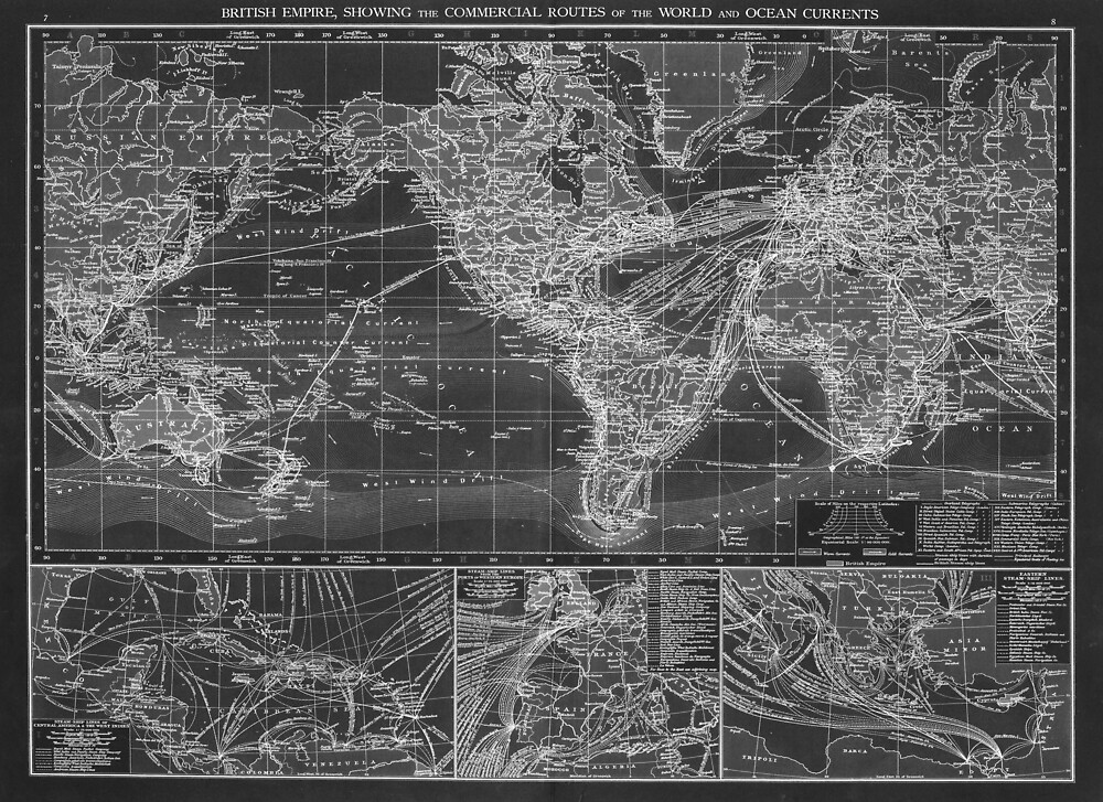 "Black and White World Map (1895) Inverse 2" by BravuraMedia | Redbubble