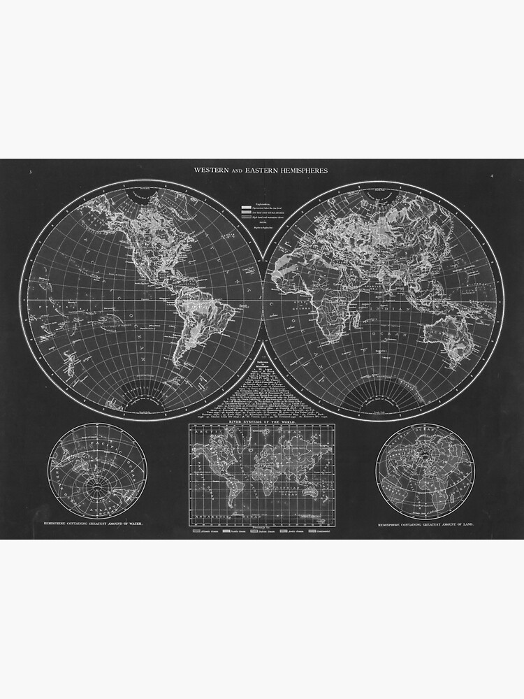 "Black and White World Map (1895) Inverse" Sticker for Sale by ...