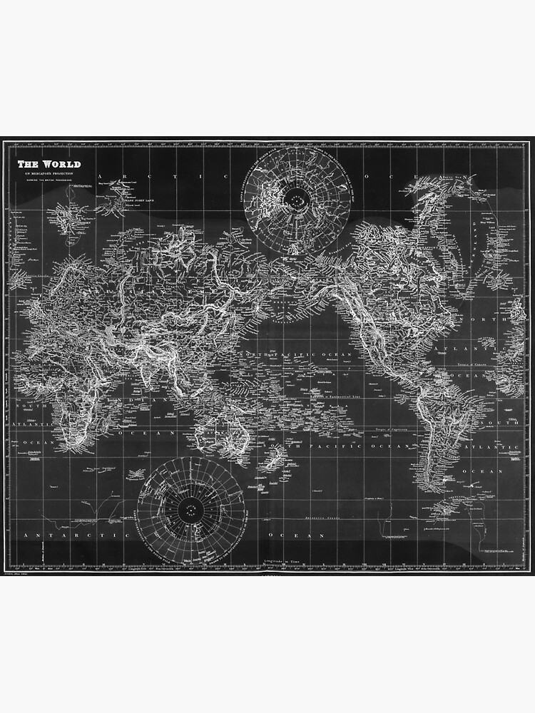 "Black and White World Map (1901) Inverse" Sticker for Sale by ...