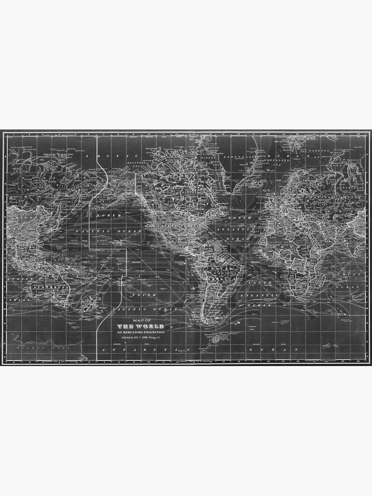 "Black and White World Map (1901) Inverse 2" Poster for Sale by ...