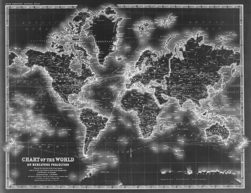 "Black and White World Map (1911) Inverse" by BravuraMedia | Redbubble